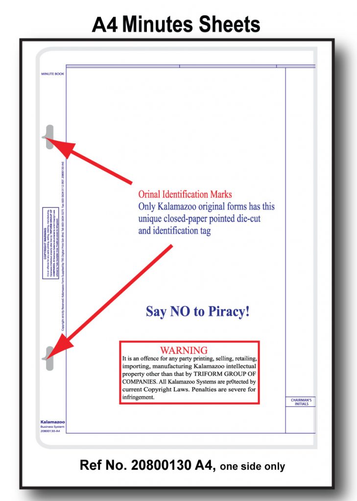 A4 Kalamazoo Minute Sheets Ref 2080130 (Box) - Kalamazoo Binders ...